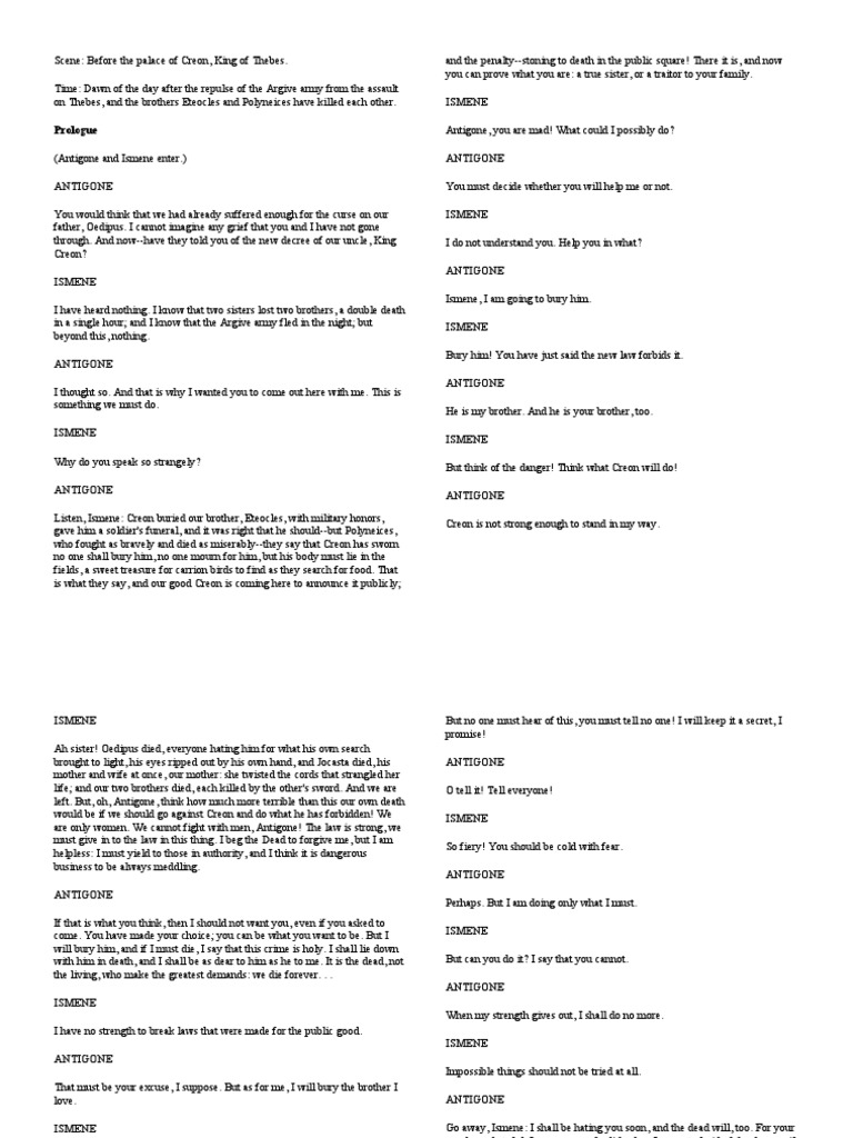 Antigone Ismene Scene | PDF | Ancient Thebes (Boeotia) | Boeotian Mythology