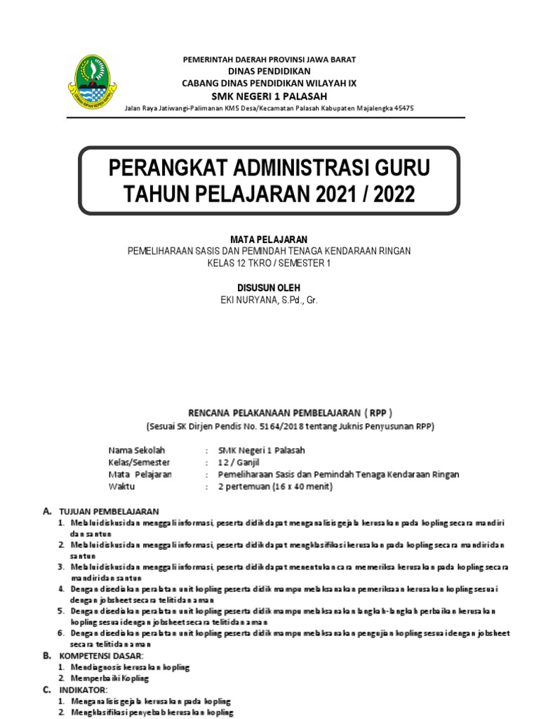 RPP 12 Tkro PSPTKR 2021-2022 | PDF