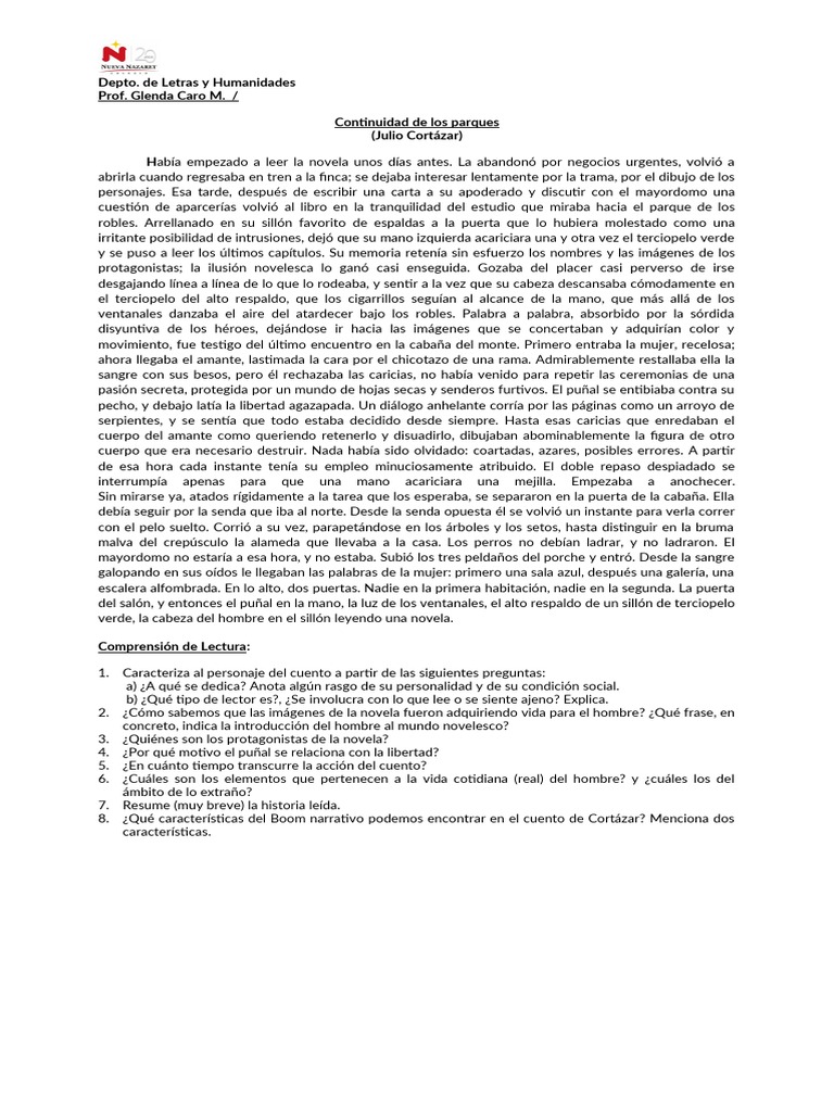 Actividades sobre "Continuidad de los parques" | PDF