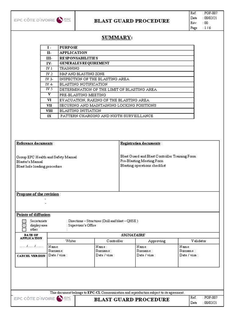 PGF-001 Blast Guard Procedure | PDF