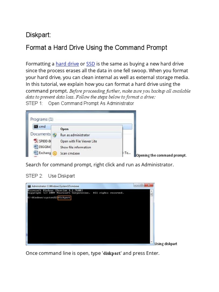 Diskpart Command | PDF | Hard Disk Drive | Computer File