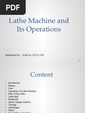 Lathe Machine Operation Ppt