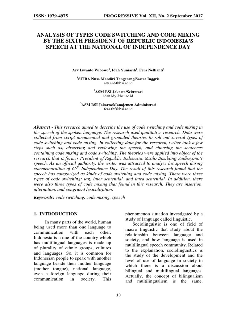 Analysis-Of-Types-Code-Switching-And-Code Mixing | PDF | Sociolinguistics | Qualitative Research