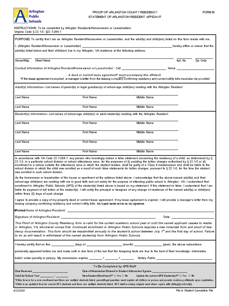 Residency Form B English 5.26.fillable | PDF | Notary Public | Private Law