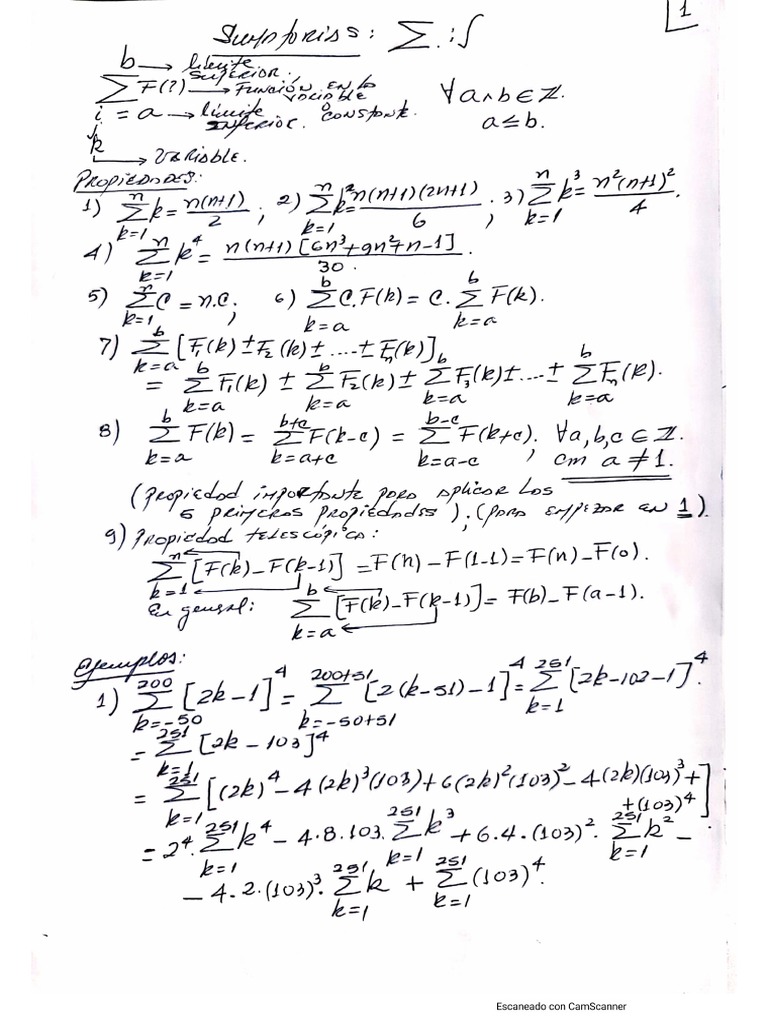 Formulas de La Sumatoria | PDF