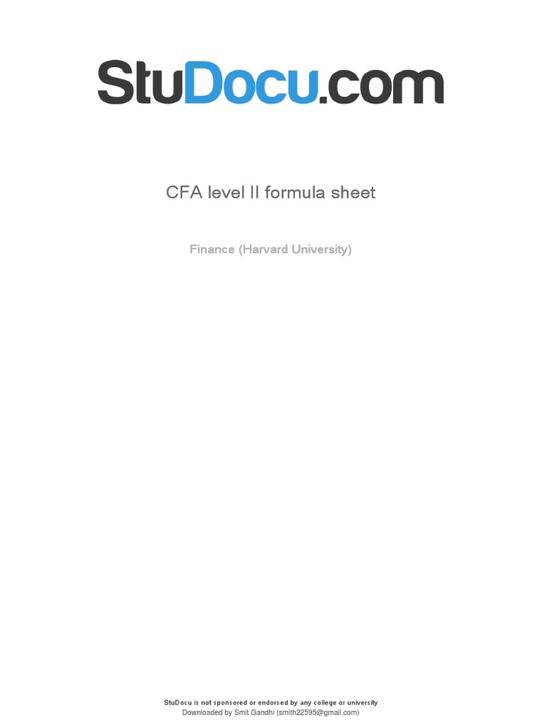 CFA Level II Formula Sheet CFA Level II Formula Sheet: Finance (Harvard University) Finance ...