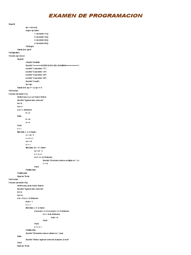 Examen de Programacion Modular | PDF