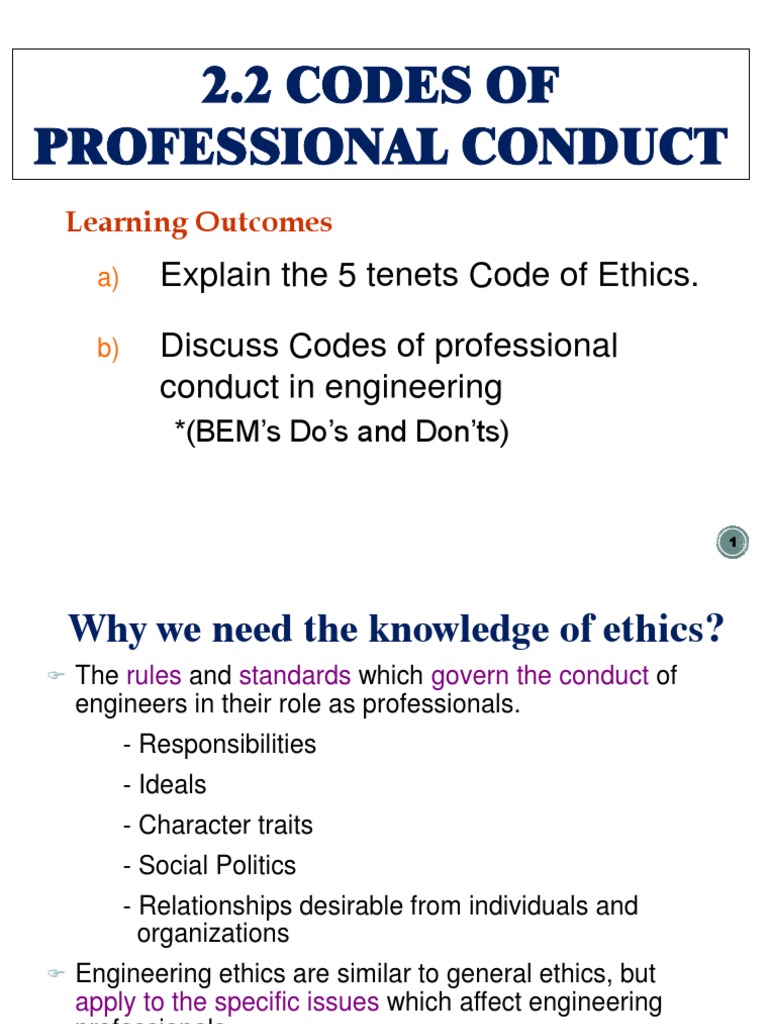 Guidelines for Professional Conduct in Engineering: An Overview of the ...