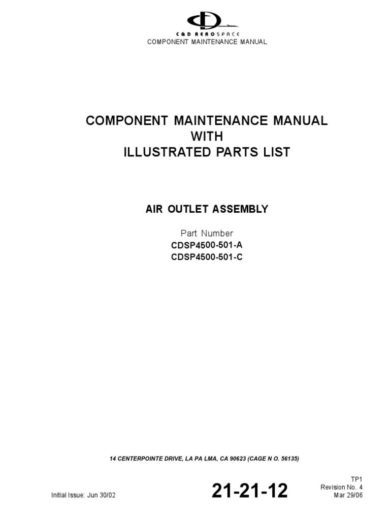 Component Maintenance Manual With Illustrated Parts List: Air Outlet ...