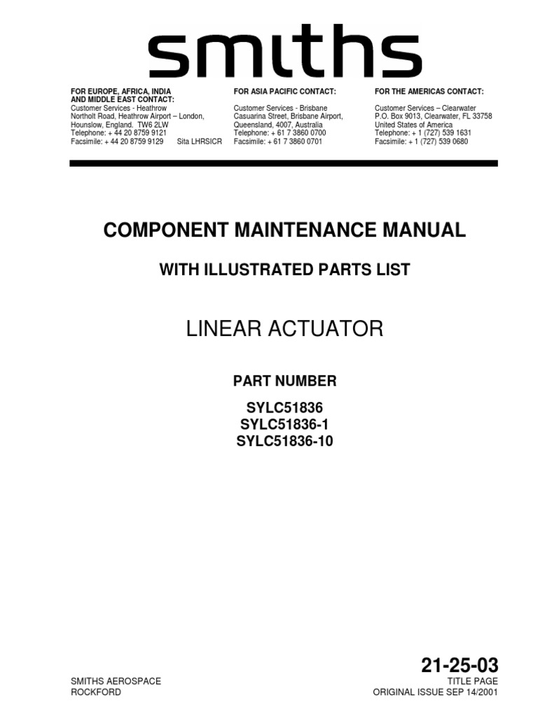 Linear Actuator: Component Maintenance Manual | PDF | Personal ...