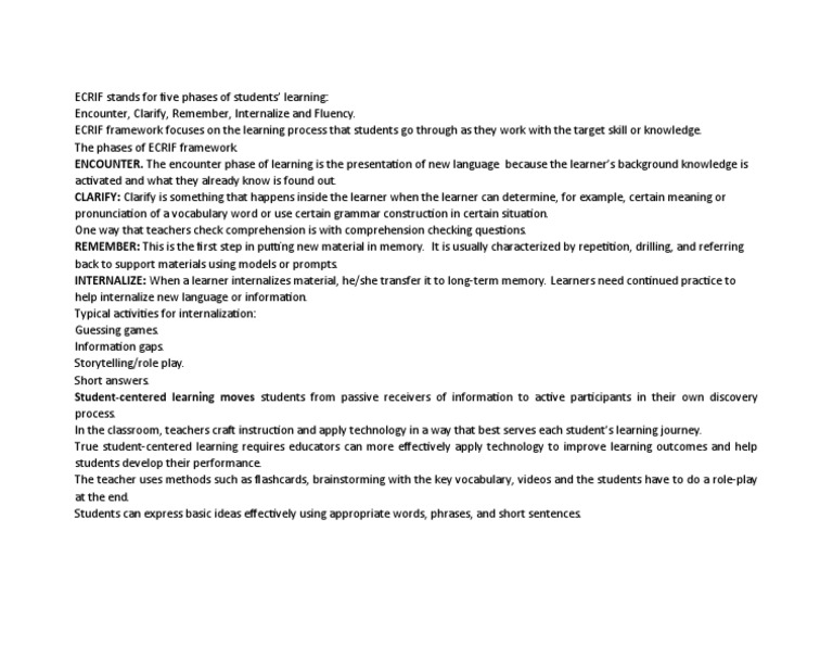 ECRIF Stands For Five Phases of Students | PDF