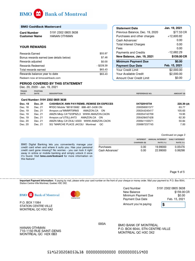 Your Rewards: Bmo Cashback Mastercard | PDF | Credit Card | Payments