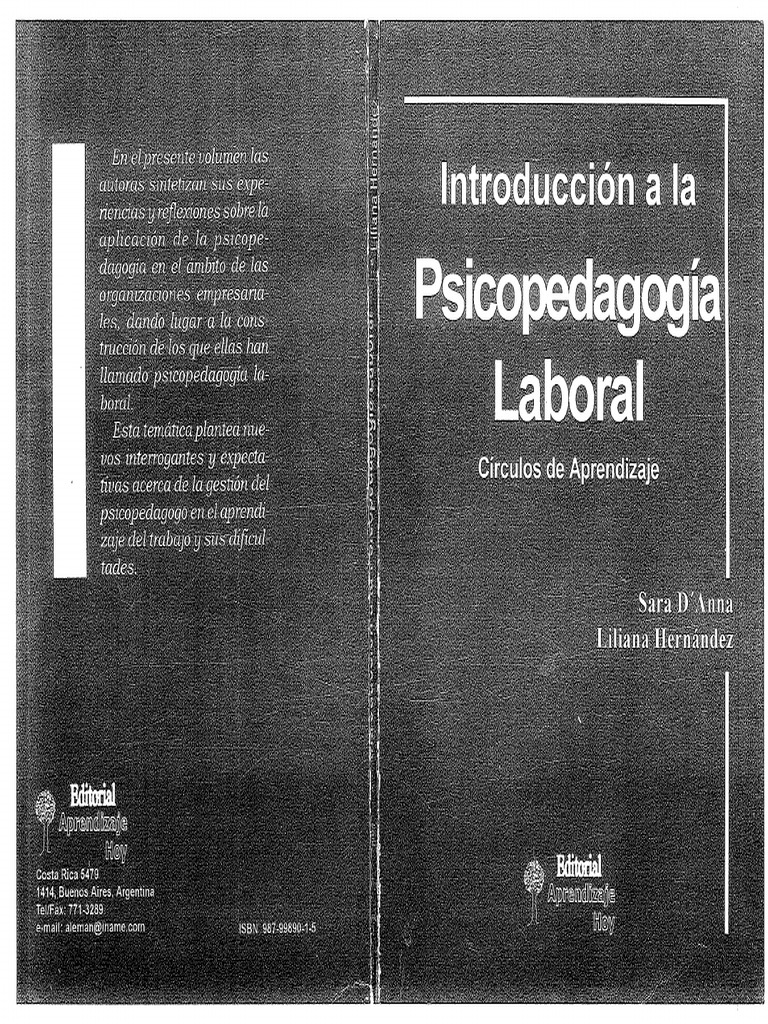 Introducción A La Psicopedagogía Laboral - Sara D'Anna | PDF | Sicología | Pedagogía