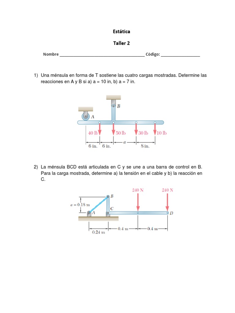 Taller 2 Estática | PDF