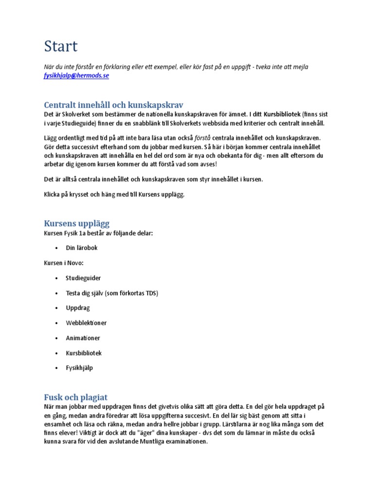 Fysik 1a Hela Krusen Guide | PDF