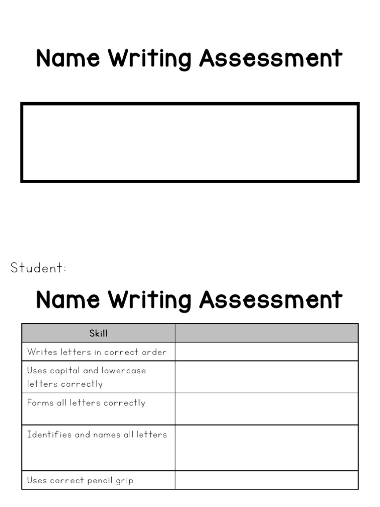 Name Writing Assessment | PDF