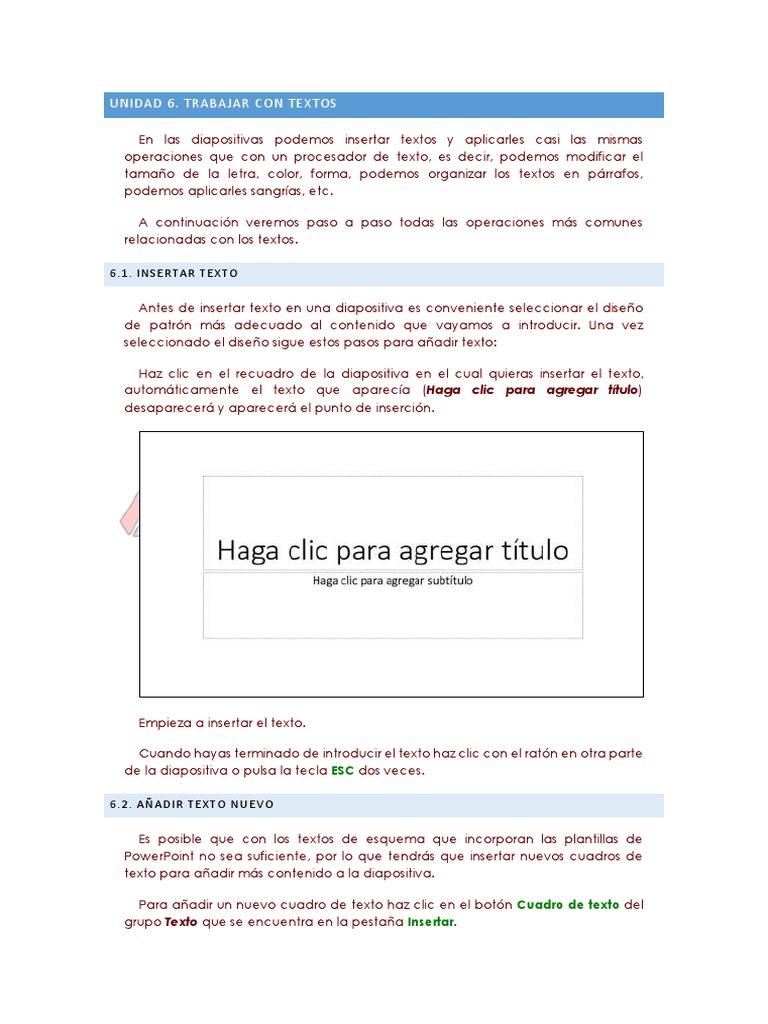 Modificación de Textos en PowerPoint | PDF | Microsoft PowerPoint ...