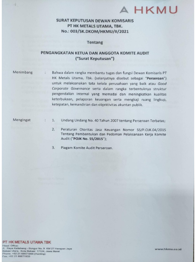 Piagam Komite Audit | PDF
