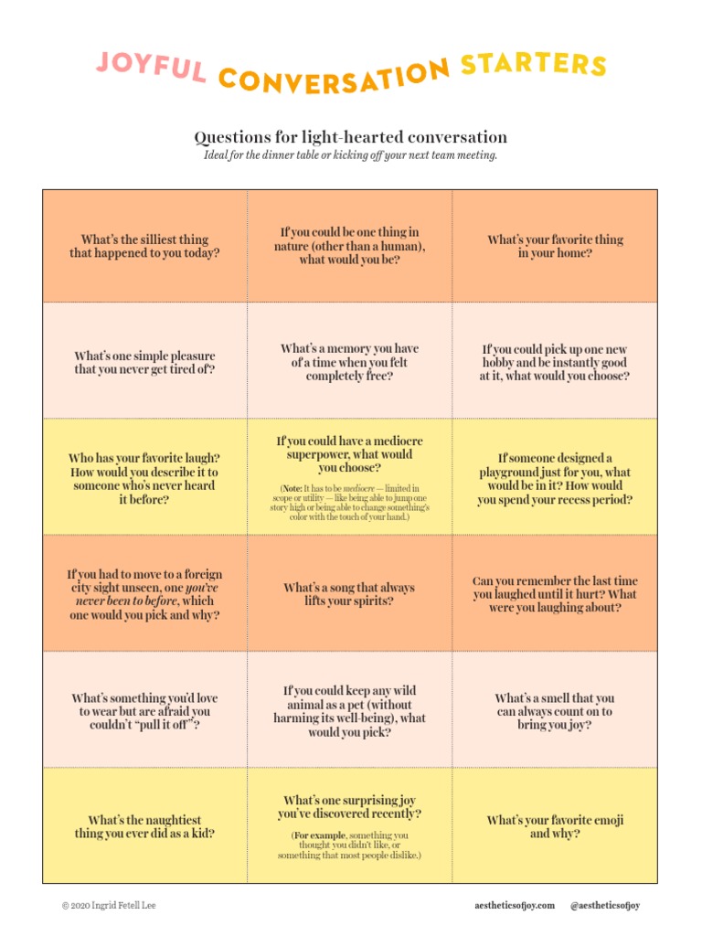 Here S Your Joyful Conversation Starters Guide | PDF