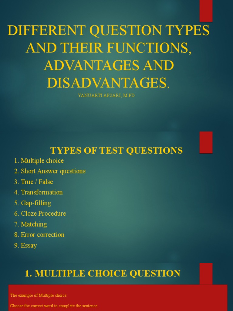 Test Question Types Explained | PDF | Multiple Choice | Learning