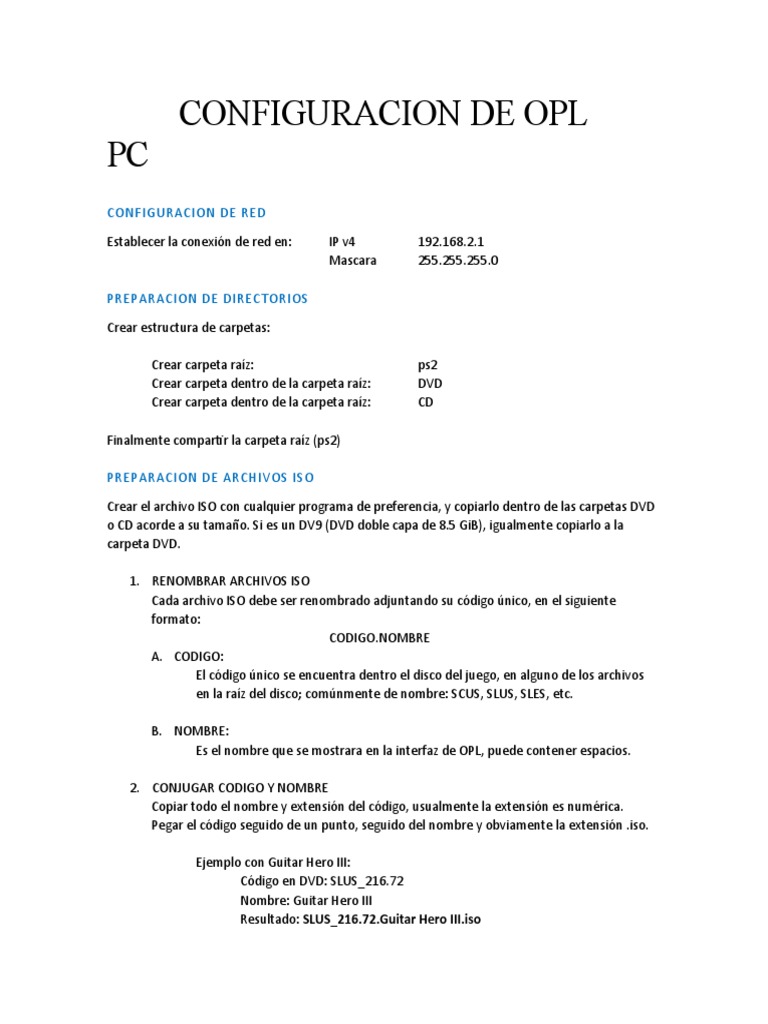 Configuracion de Opl | PDF | Archivo de computadora | DVD