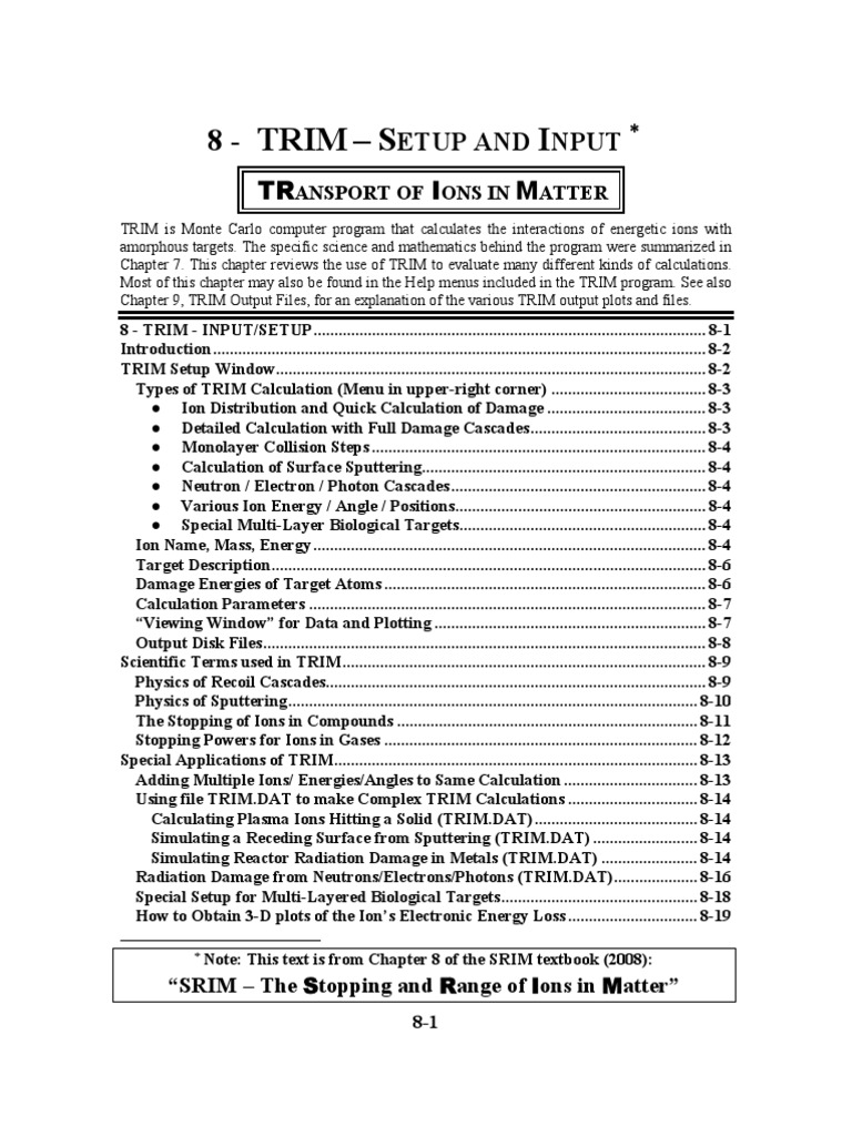 Srim 08 | Download Free PDF | Sputtering | Ionization