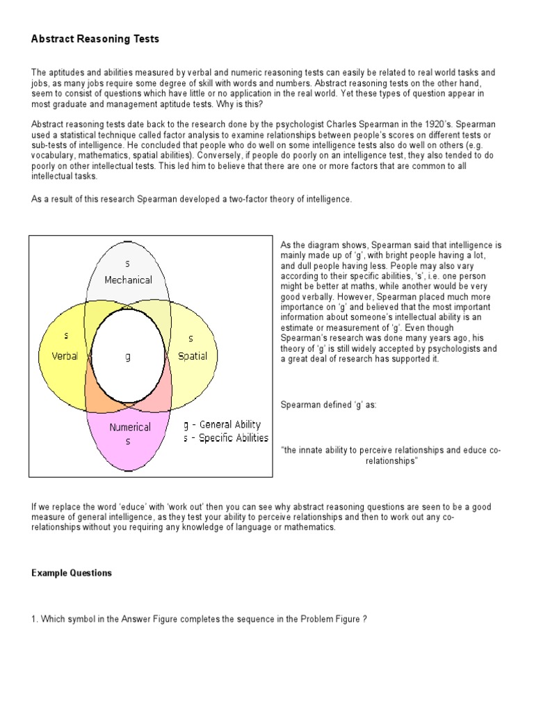 Abstract Reasoning Tests: Example Questions | PDF | Applied Psychology ...