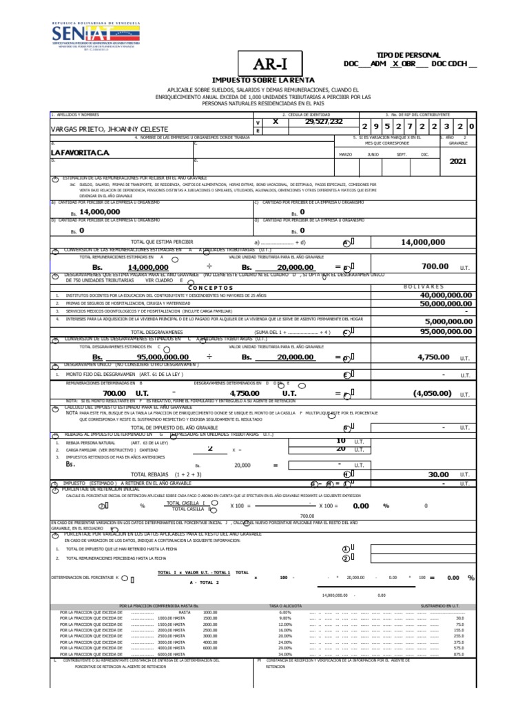 Formulario Ari 2021 | PDF | Impuestos | Servicios (economía)