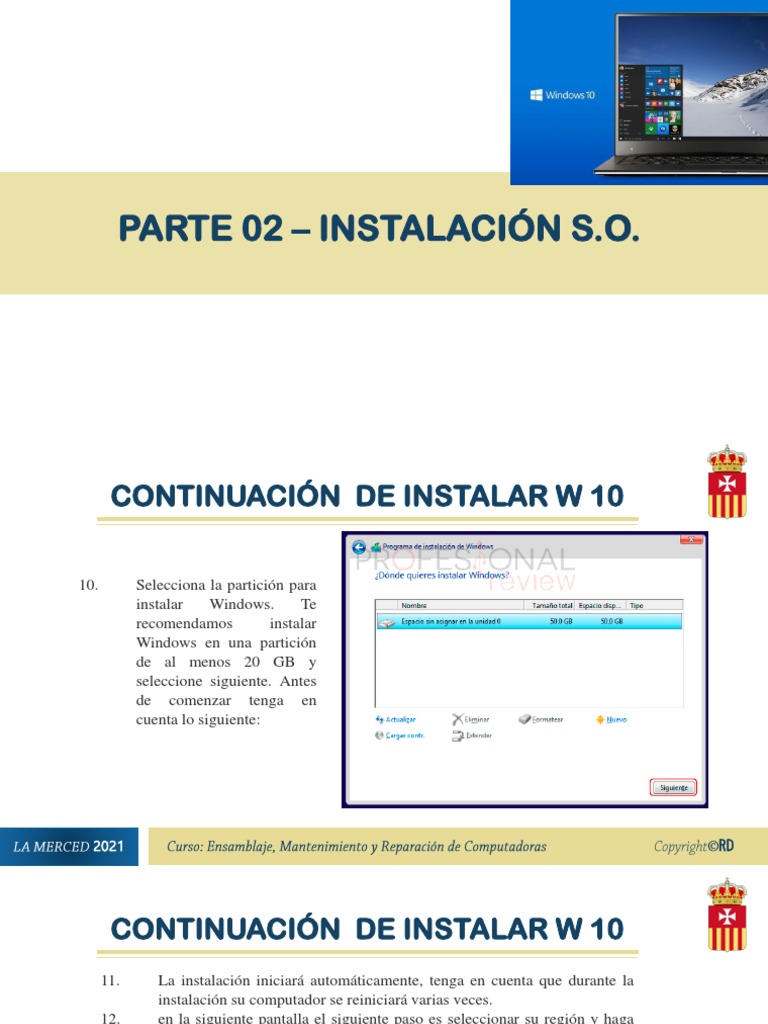 Instalación Del Sistema Operativo Windows 10 - Clase 02 | PDF | Windows ...