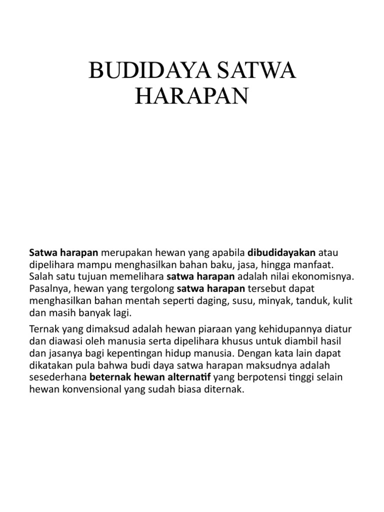 Budidaya Satwa Harapan | PDF