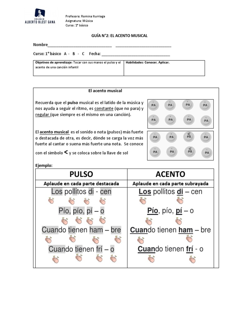 1° GUÍA 2 MUSICA EL ACENTO MUSICAL SEMANA 12 Abril | PDF | Arte