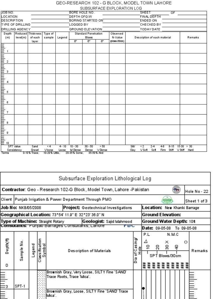 Subsurface Exploration Log | PDF | Silt | Geotechnical Engineering
