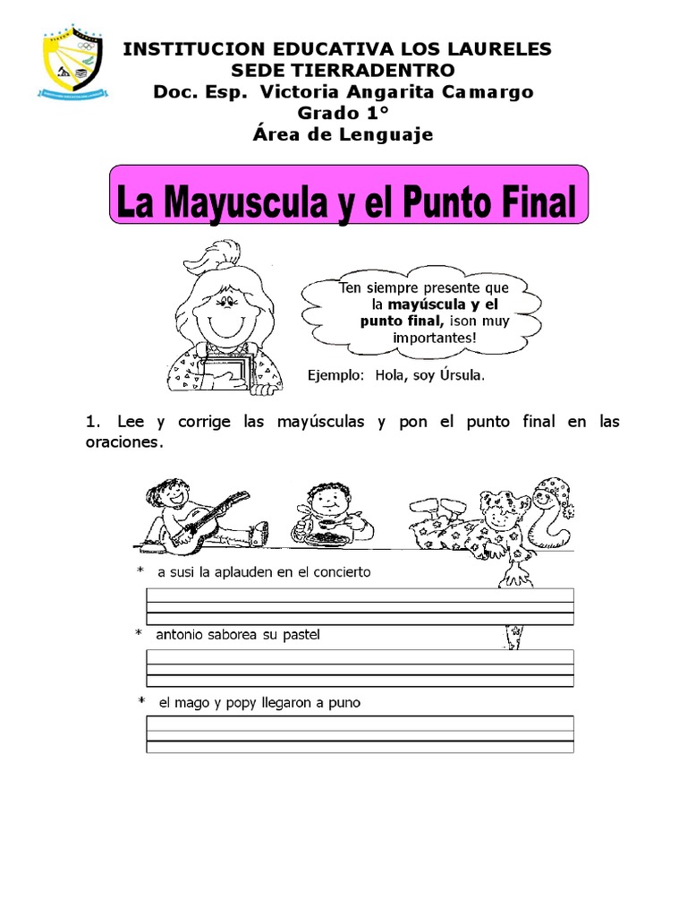 Ficha de La Mayúscula y El Punto Final para Primaria | PDF