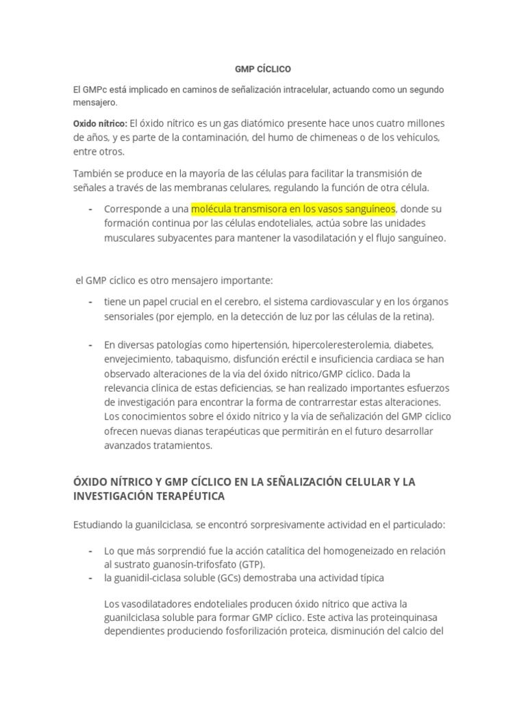 GMP Cíclico | PDF | Óxido nítrico | Endotelio