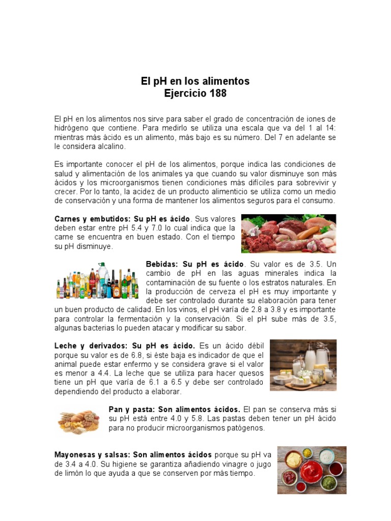 El PH en Los Alimentos | PDF | Ph | Alimentos
