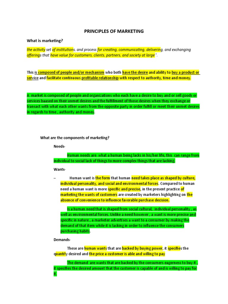 (MKTG1 Lesson 1) PRINCIPLES OF MARKETING | PDF | Marketing | Sales
