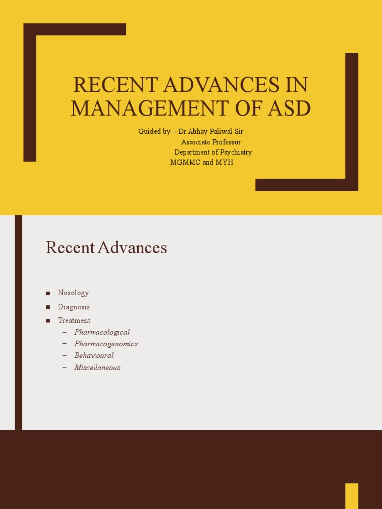 Recent Advances in The Management of ASD | PDF | Autism Spectrum | Autism