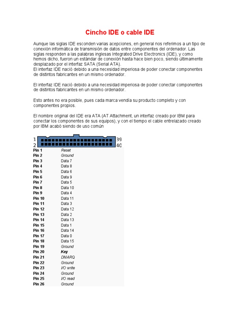 Conexión IDE: Cincho o cable IDE | PDF