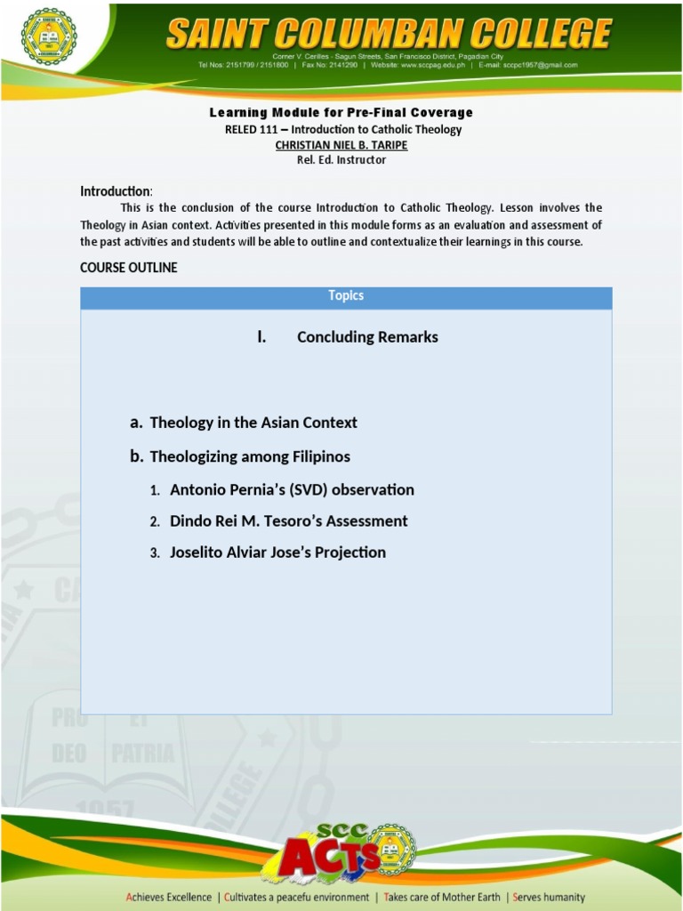 RELED 111 - Learning Module For Final Coverage | PDF | Theology | Philippines