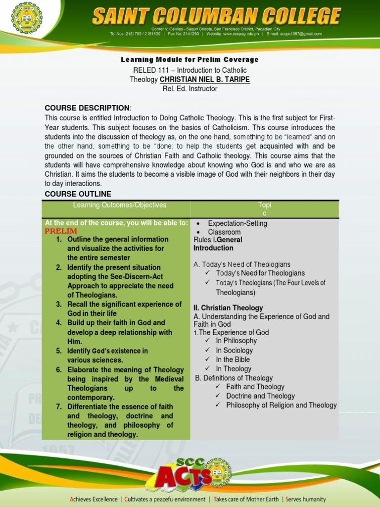 Reled 111 Learning Module For Prelim | PDF | Theology | Faith