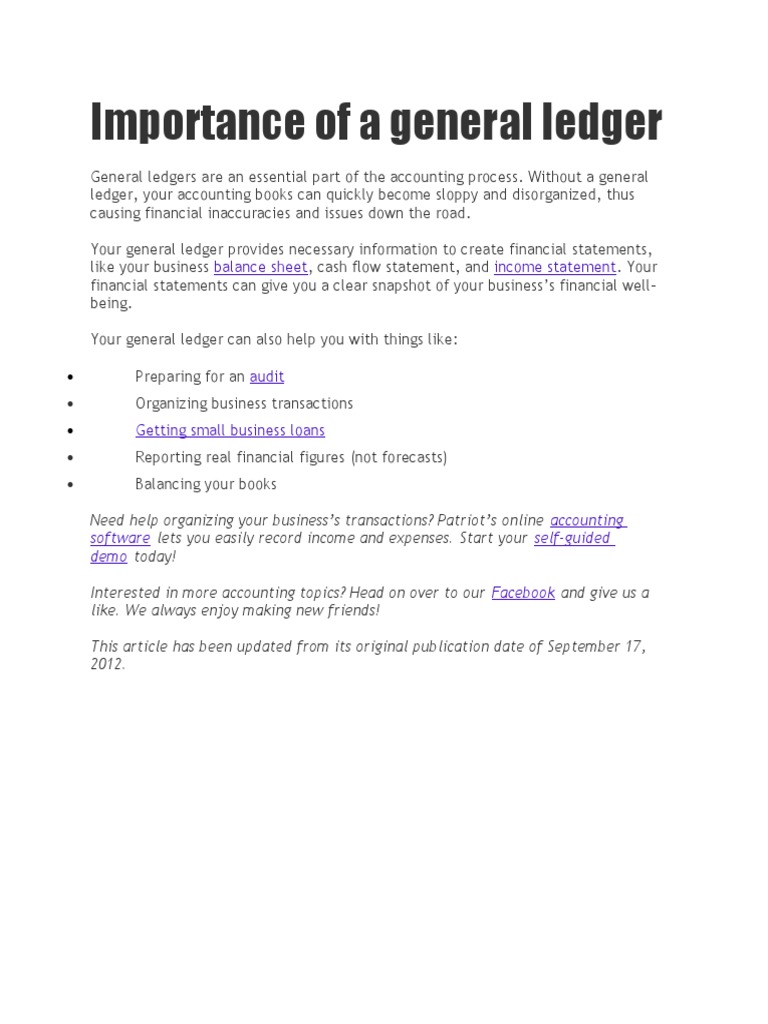 Importance of General LEdger | PDF