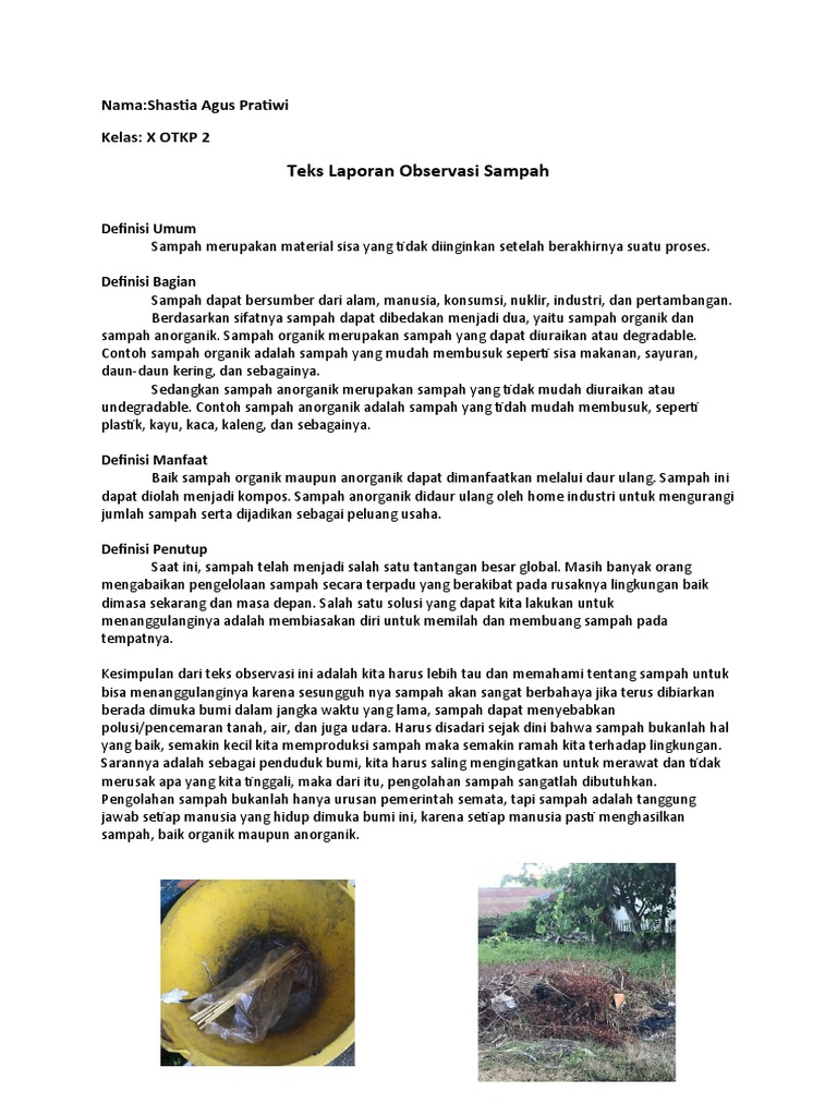 Teks Laporan Observasi Sampah | PDF