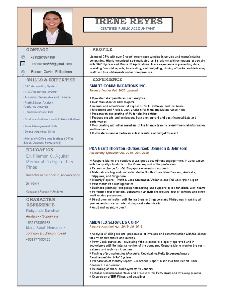 Irene Reyes Resume | PDF | Accounting | Budget