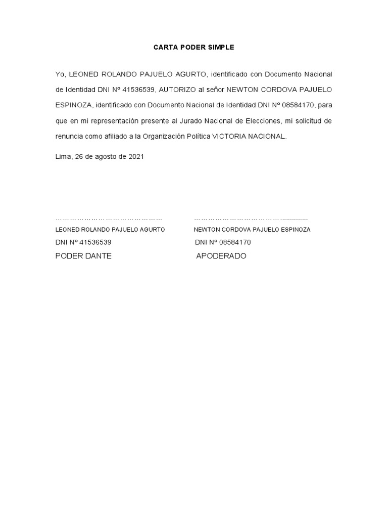 Carta Poder Simple | PDF