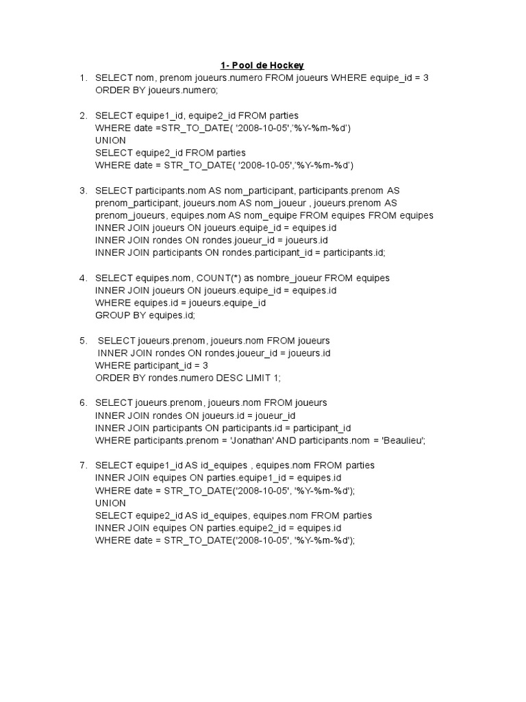 Exercices de Révision - Examen SGBD | PDF | Échecs | Théorie (échecs)