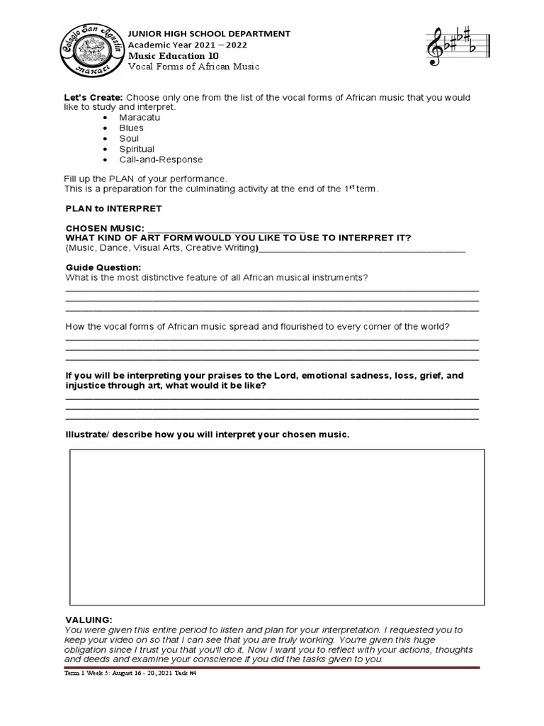 Vocal Forms of African Music PLAN | PDF