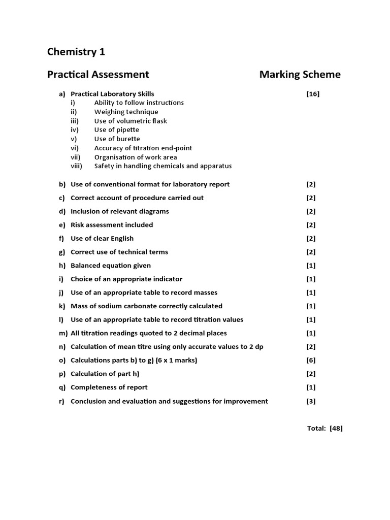 Chemistry Practical Assessment Criteria | PDF | Teaching Methods ...