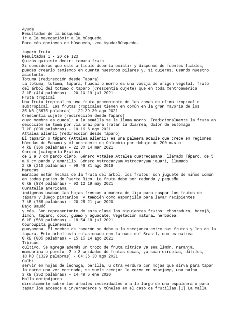 Taparo | PDF | Ingredientes de comida | Alimentos