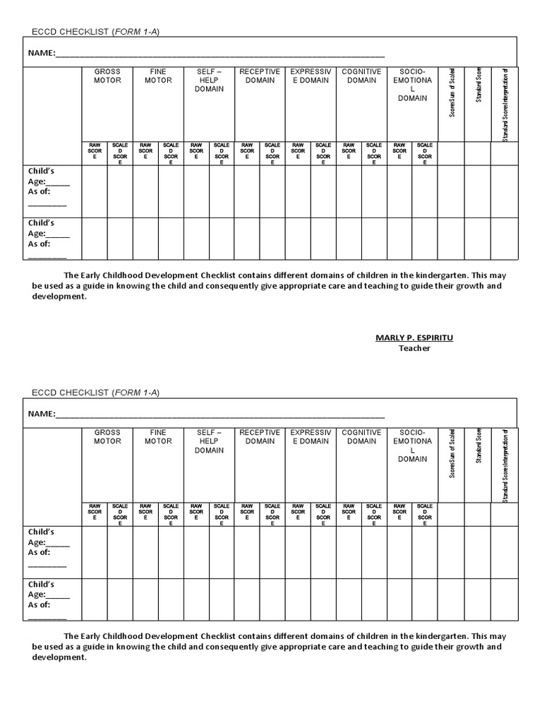 Eccd Form 1a | PDF | Psychological Concepts | Ageing