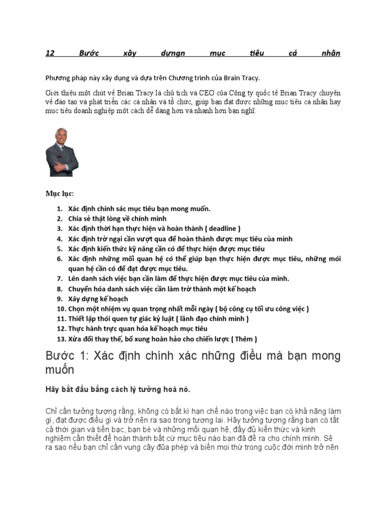 12 Bư C Xây D NGN M C Tiêu Cá Nhân Brian | PDF